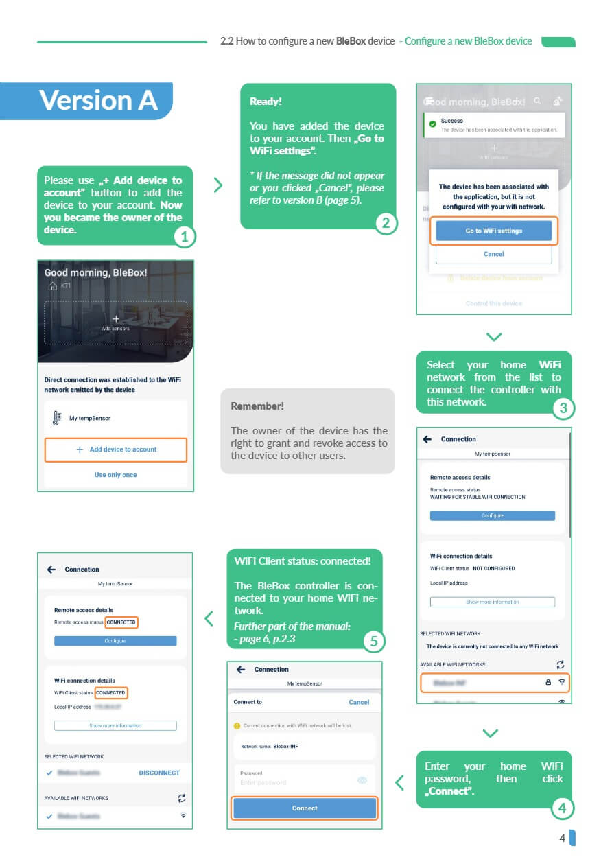 BleBox - Initial configuration blebox device, wBox app