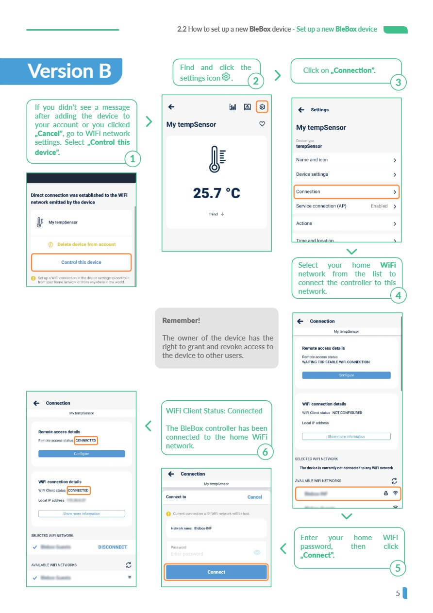 BleBox - Initial configuration blebox device, wBox app